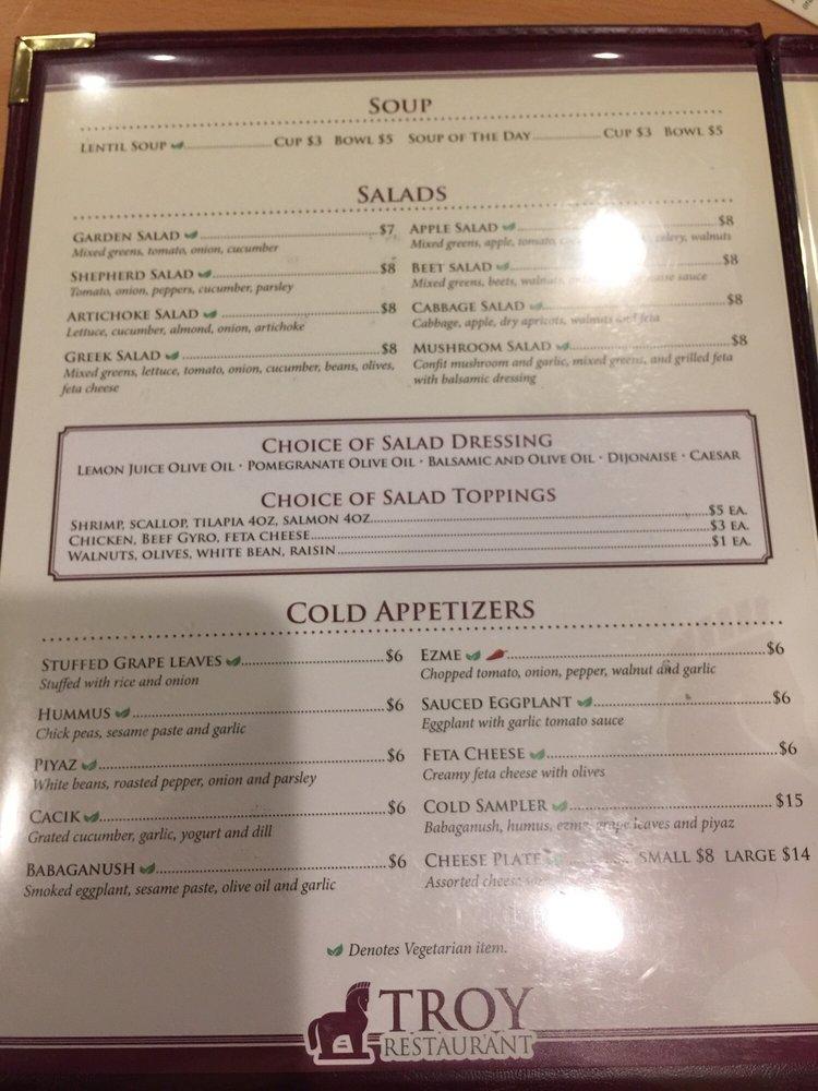 Menu at Troy Restaurant, Perth Amboy