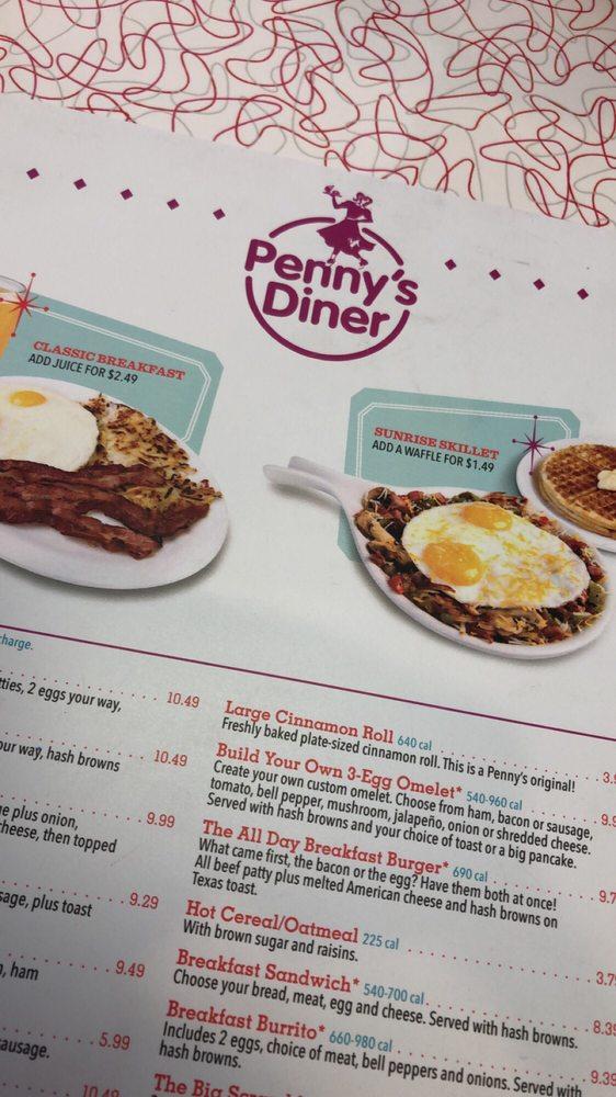 Menu at Penny's Diner restaurant, Santa Teresa
