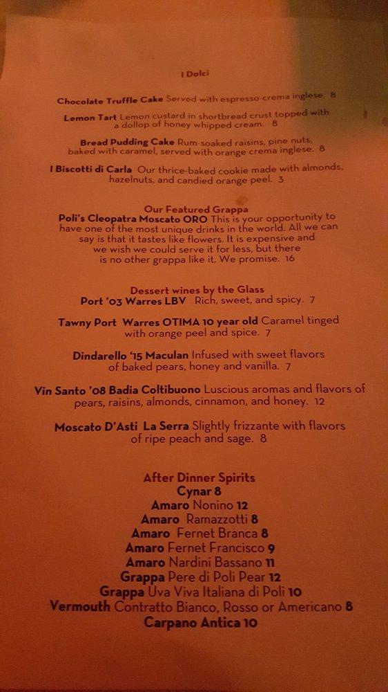 Menu at Cafe Lago, Seattle