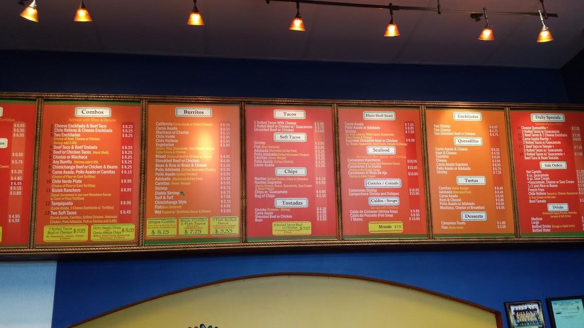 Menu at Cazadores Mexican Food restaurant, Santee