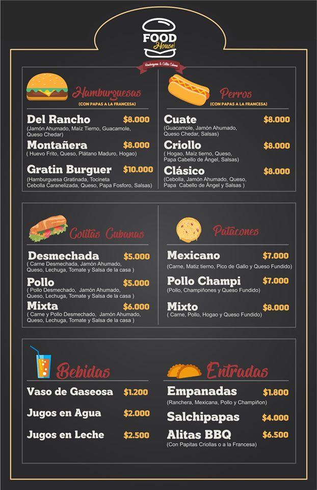 Carta del restaurante Food House, Fusagasugá