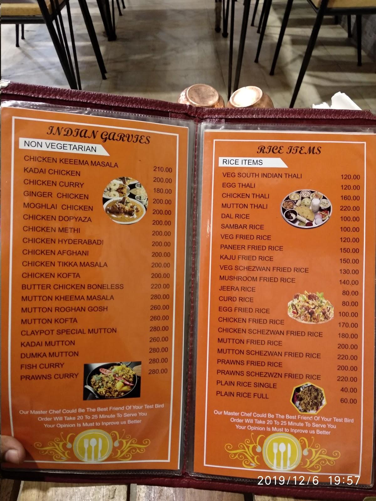 Menu at JQK RK's Hyderabadi Biryani, Pimpri-Chinchwad