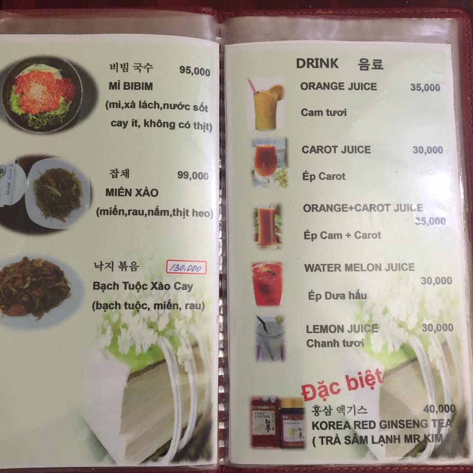 Menu at Mrkim nha hang han quoc bbq, Bien Hoa