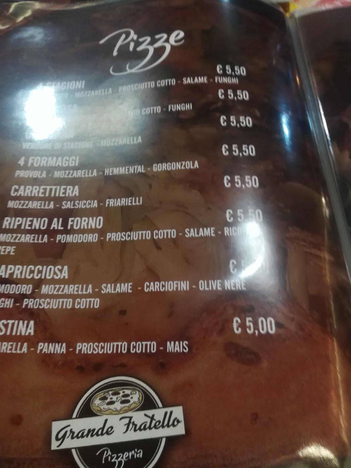 Menu da Pizzeria New Grande Fratello, Casalnuovo di Napoli