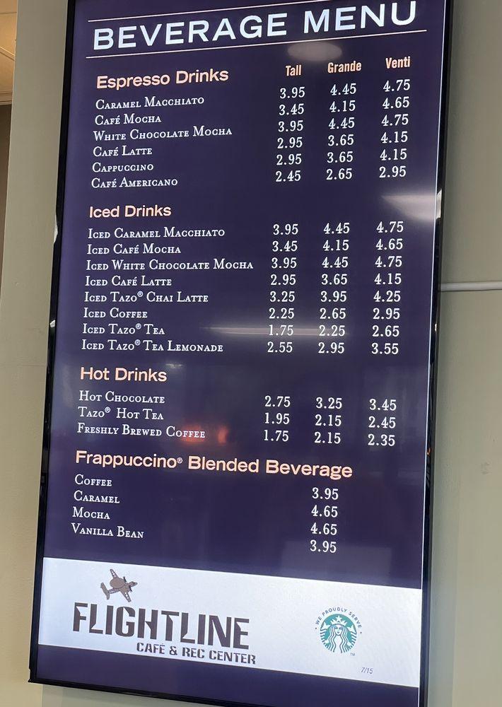 Menu at Flightline Cafe, Naval Air Station Point Mugu