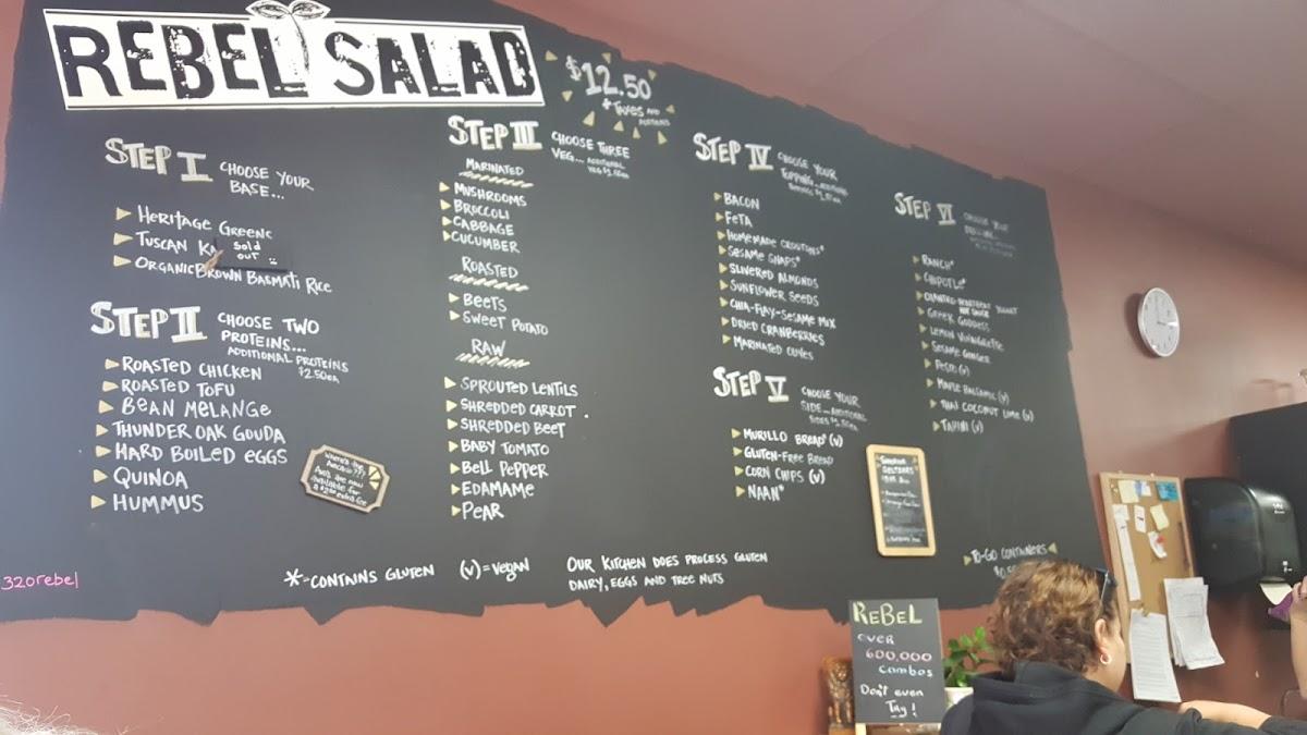 Menu at Rebel Salad restaurant, Thunder Bay