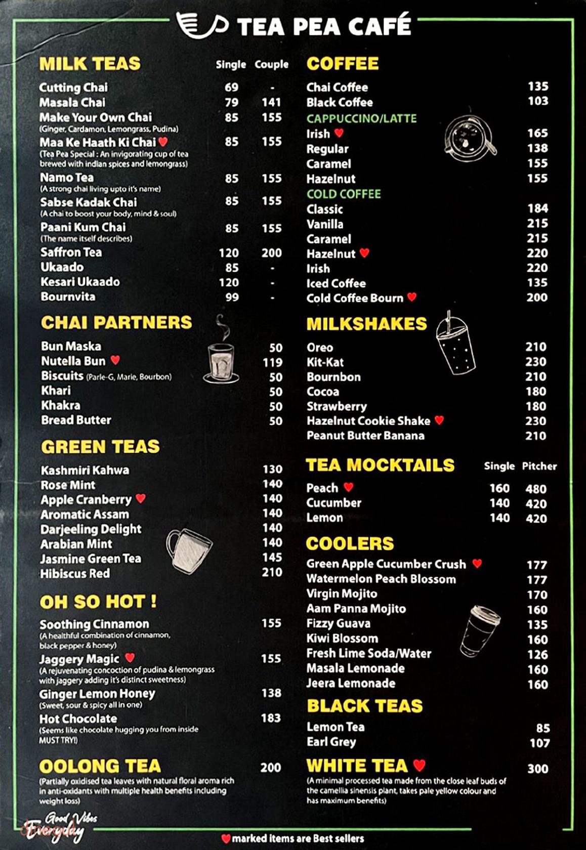 Menu at Tea Pea Café Best Cafe in Pune, Pimpri-Chinchwad