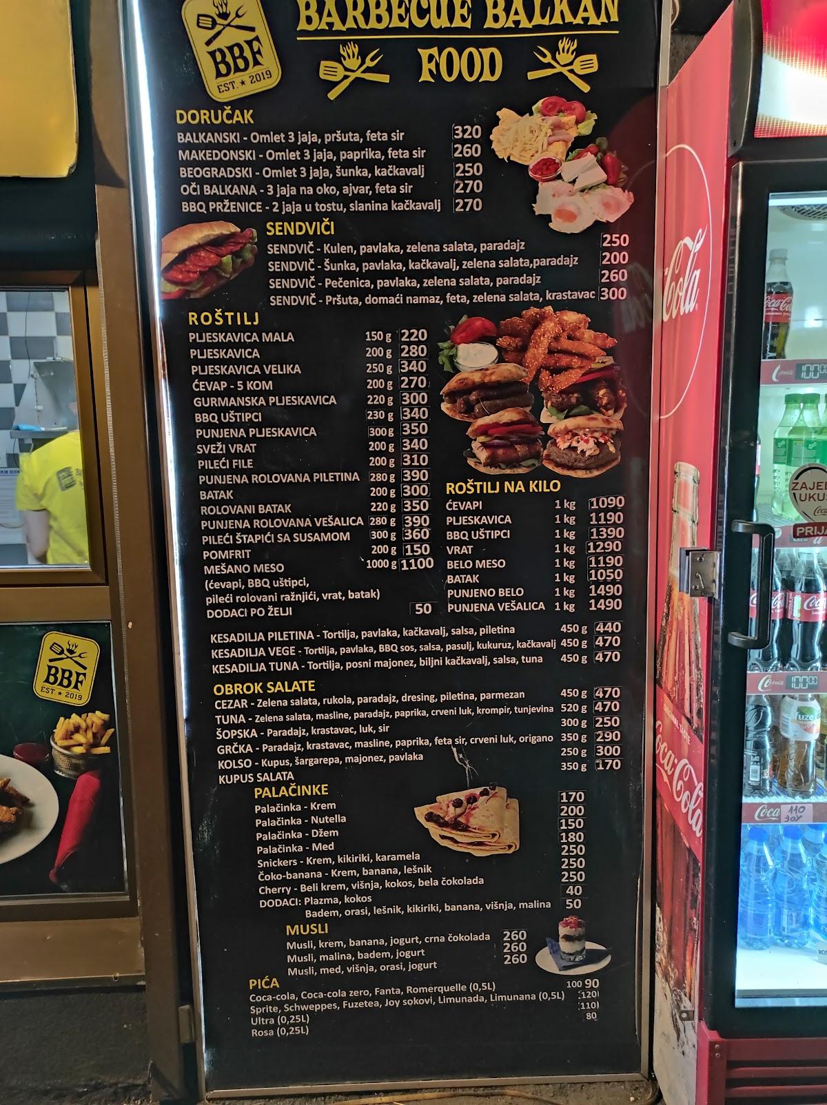 Menu at Barbecue Balkan Food, Belgrade