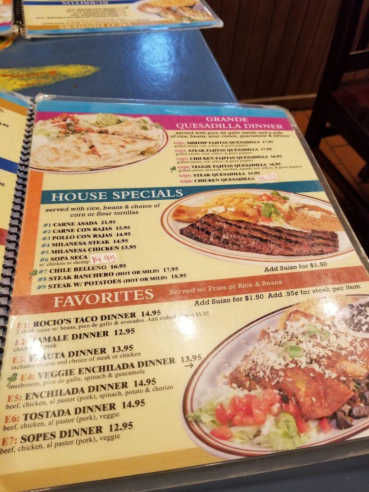 Carta del restaurante Cilantro Cocina Mexicana, Homewood