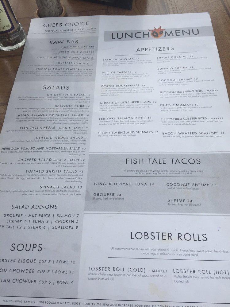 Menu at Fish Tale Grill steakhouse, Cape Coral