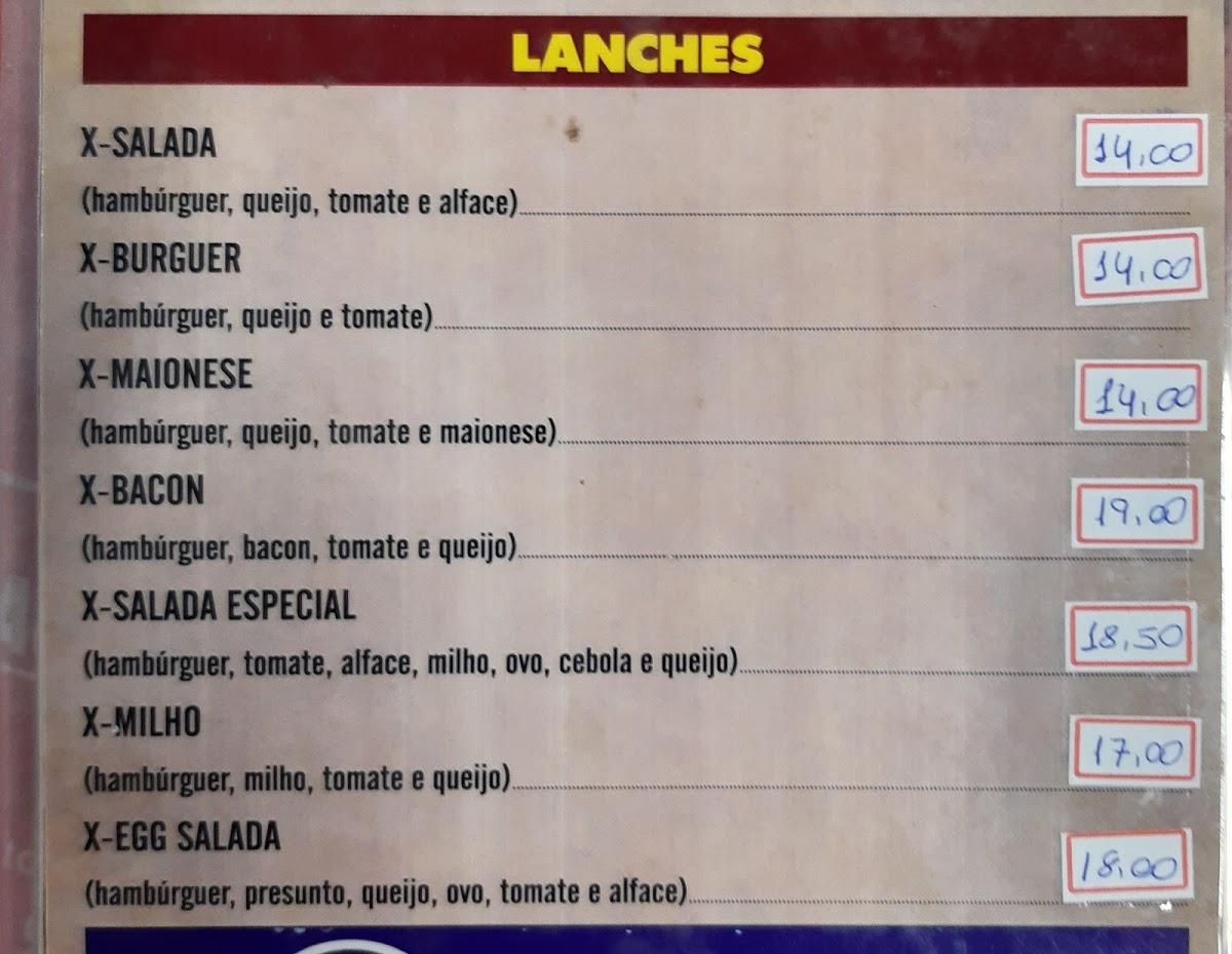 Menu at Marcos Lanches pub & bar, Pindorama