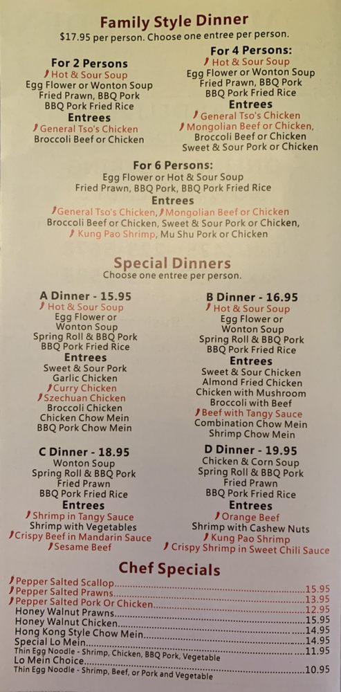 Menu at Ming Garden restaurant, Everett