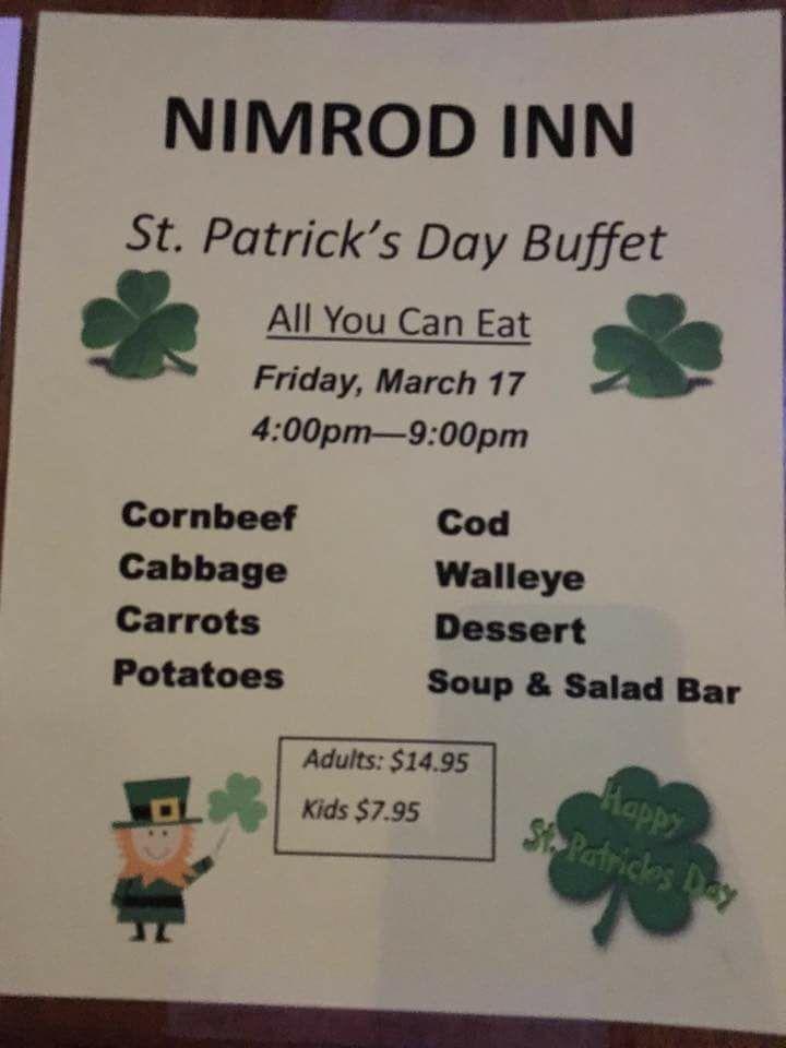 Menu at Nimrod Inn Bar & Supper Club, Athelstane, N12808 Northway Dr