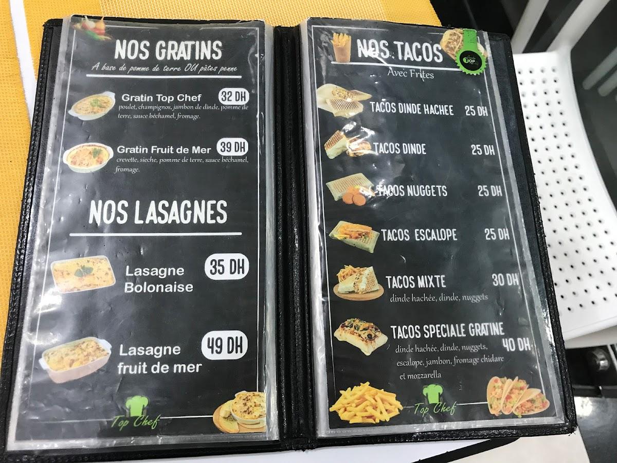 Menu at Snack Top Chef restaurant, Agadir