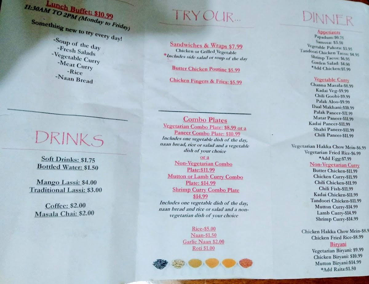 Menu at Tawa Grill restaurant, Halifax