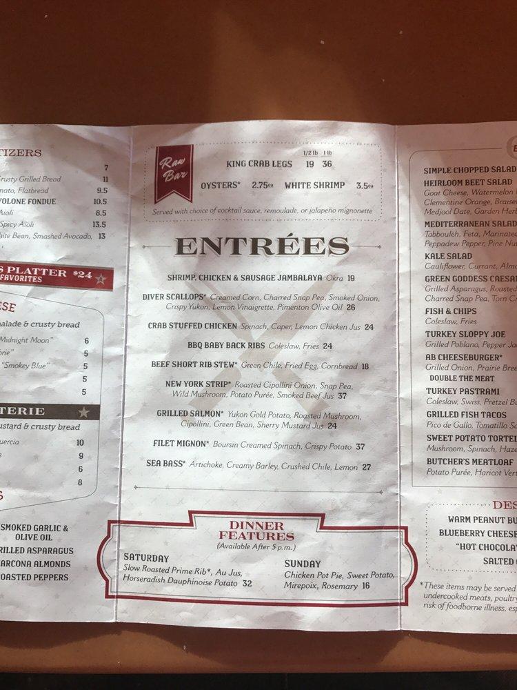 Menu at The Arrogant Butcher restaurant, Phoenix