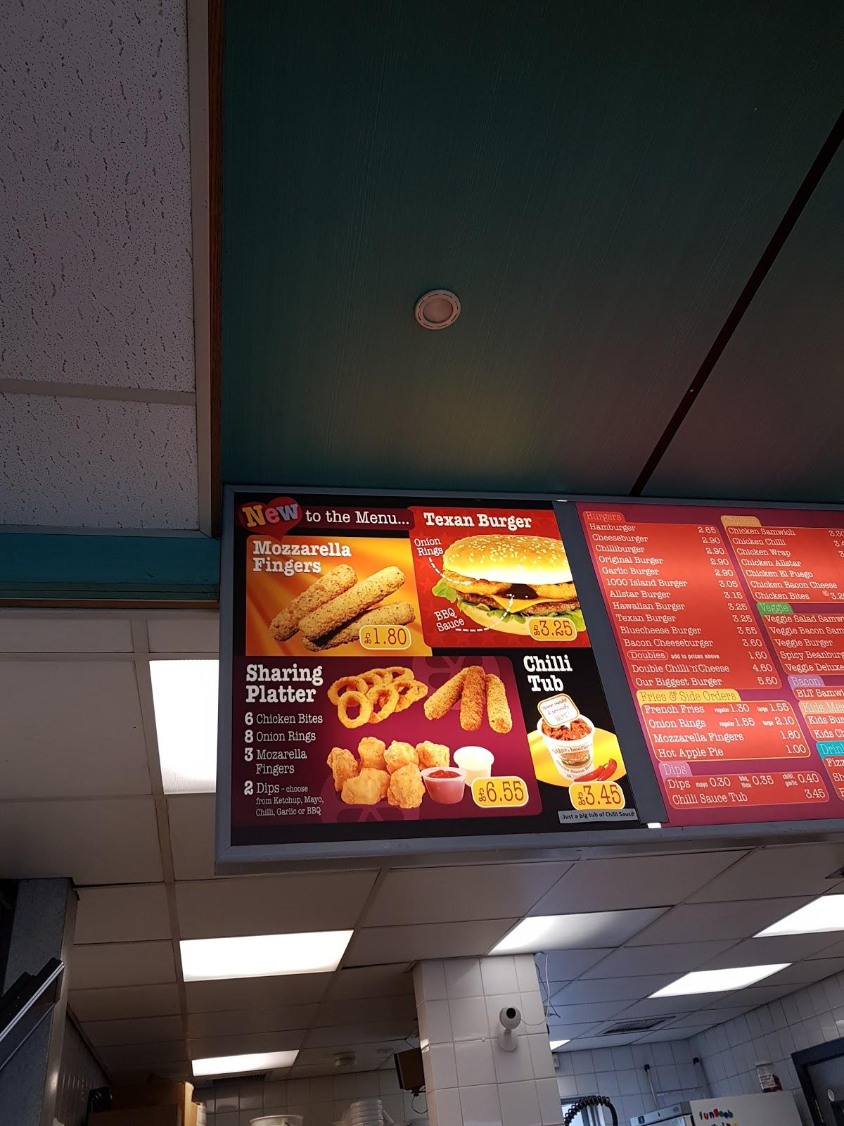 Menu at Uncle Sams Hamburger Express Rustington fast food, Littlehampton