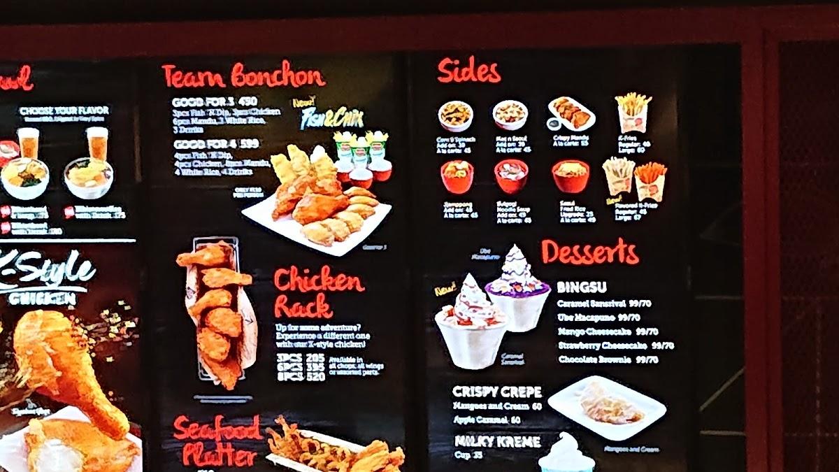 Menu at BonChon Chicken restaurant, Cabanatuan City, FXQ9+47V