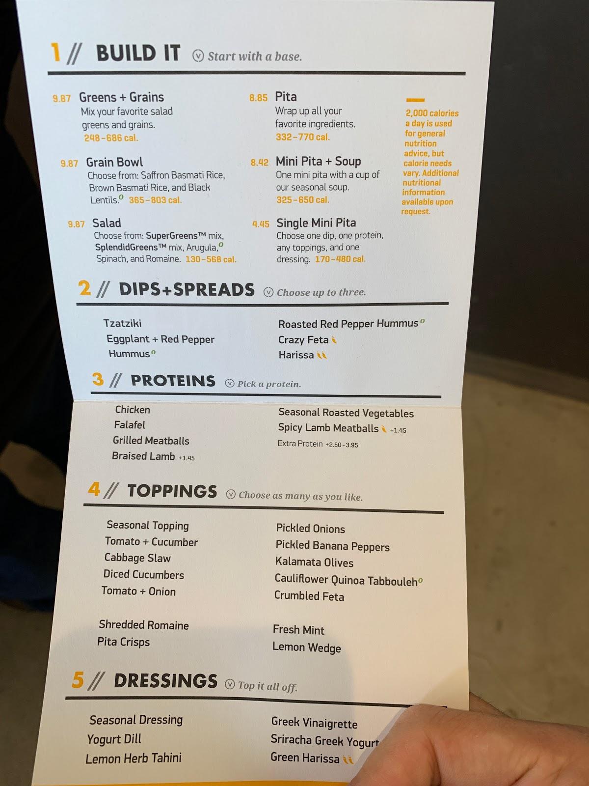 Menu at CAVA restaurant, Paramus