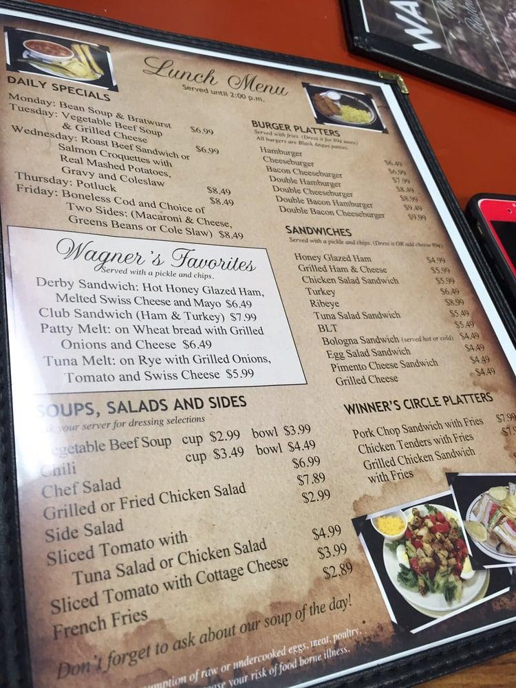 Menu at Wagner's Pharmacy restaurant, Louisville