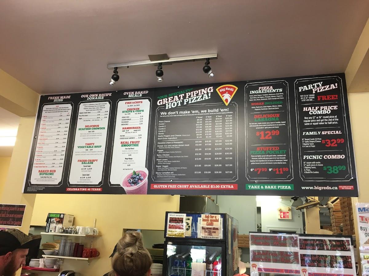 Menu at Big Red's Restaurant, Chester