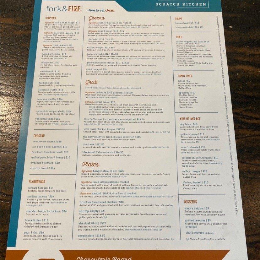 Menu at Fork and Fire McKinney pub & bar, McKinney