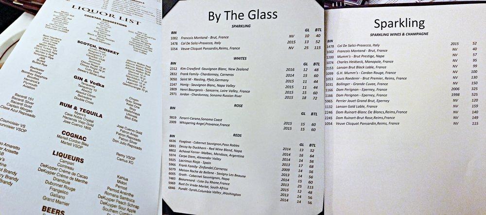 Menu at Musso & Frank Grill pub & bar, Los Angeles