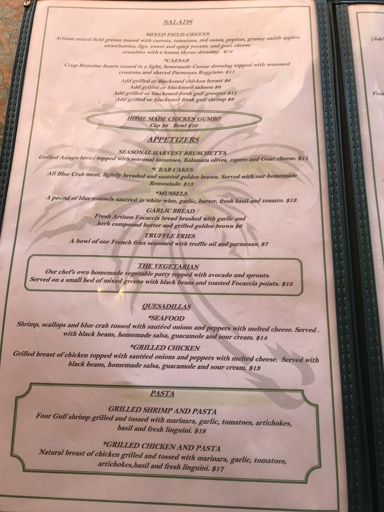 Menu at Sunset Grill restaurant, Sanibel