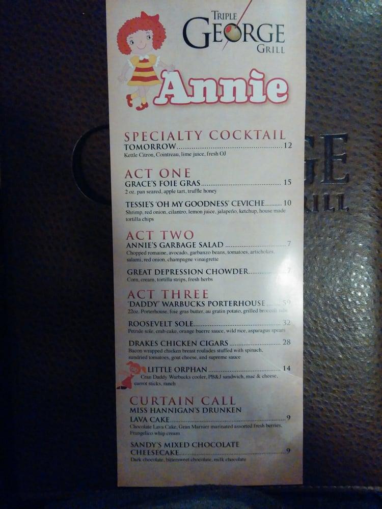 Menu at Triple George Grill steakhouse, Las Vegas