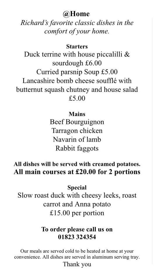 Menu at Augustus Restaurant, Taunton