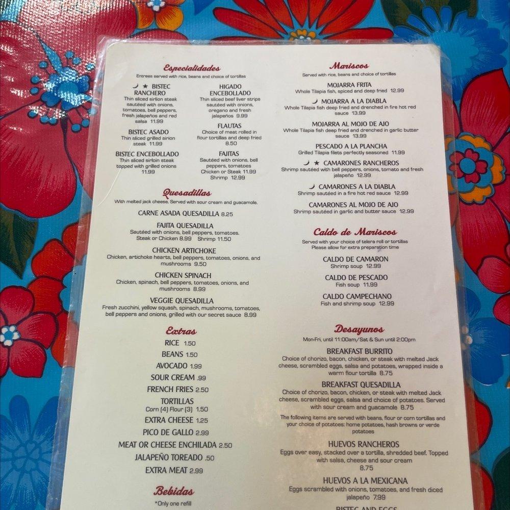Menu at El Rio Verde Restaurant, Tulsa, 38 N Trenton Ave