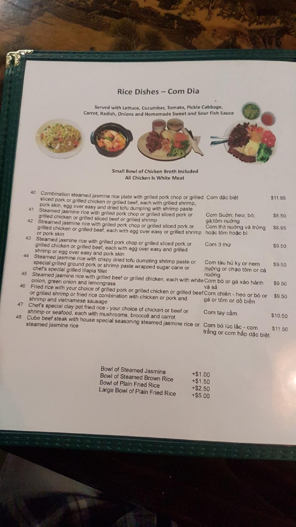 Menu at Phở Linh Vietnamese Grill restaurant, Albuquerque, Central Ave SE