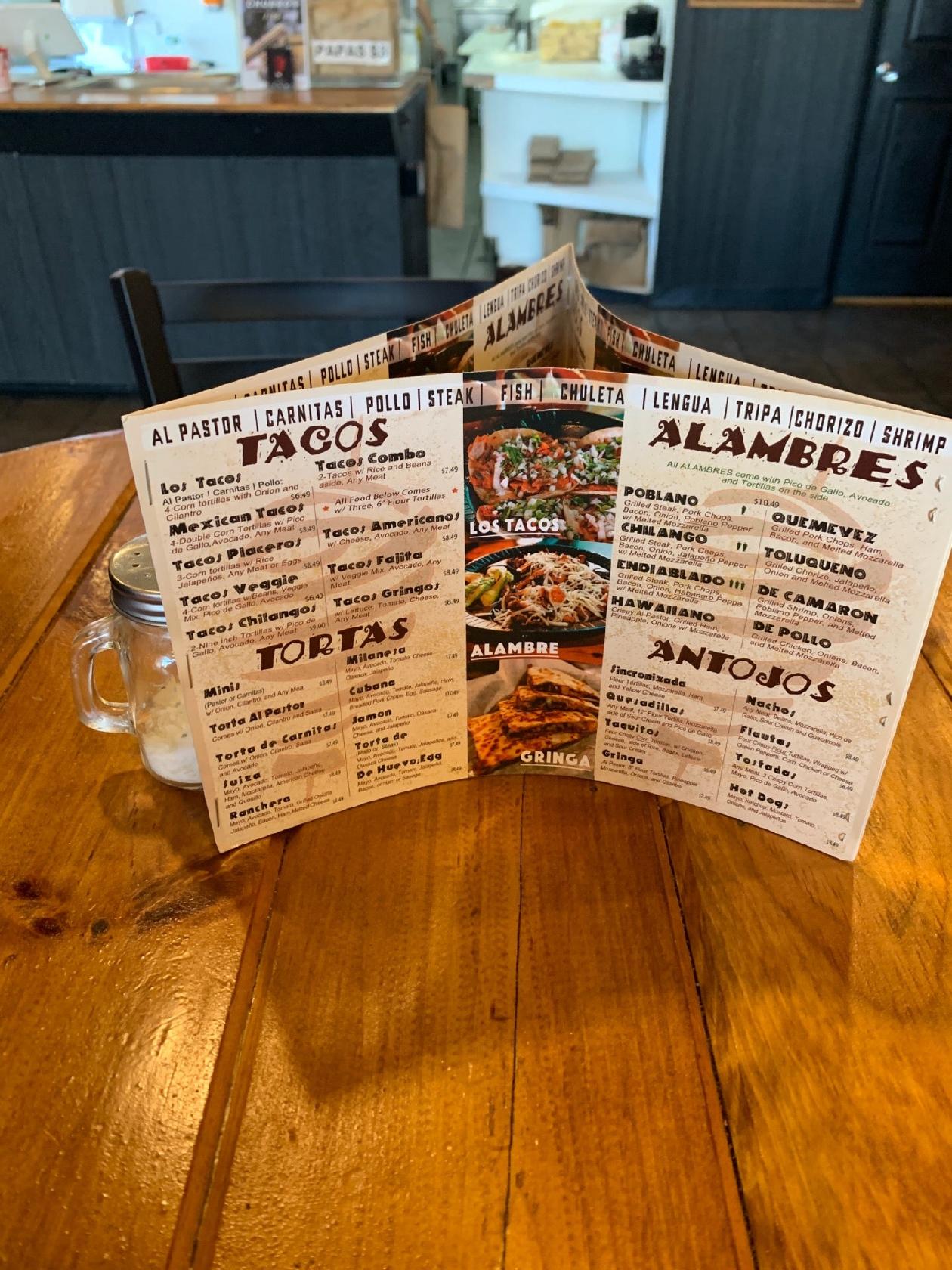 Menu at Taqueria Los Güeros restaurant, Elizabeth