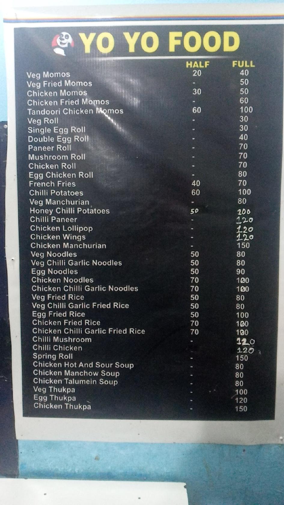 Menu at YO YO FOOD, Gurugram