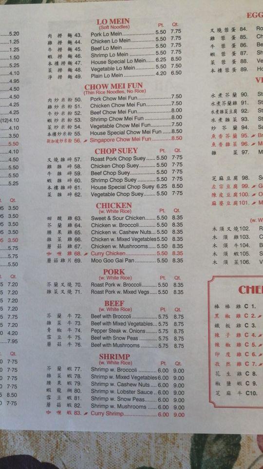 Menu at Asian 1 Buffet restaurant, Elwood