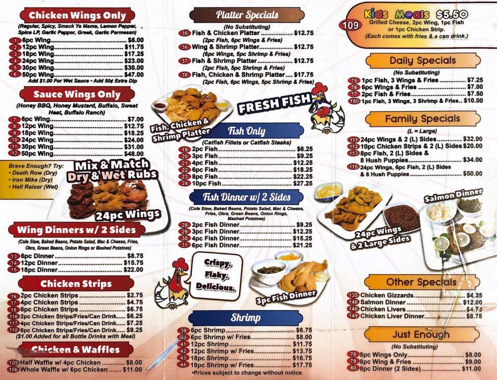 Menu at Chicken Wangs III restaurant, North Little Rock, Maumelle Blvd