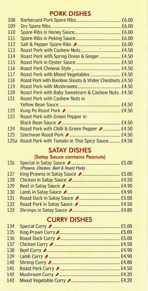Carta del restaurante China Inn Takeaway, Westoning