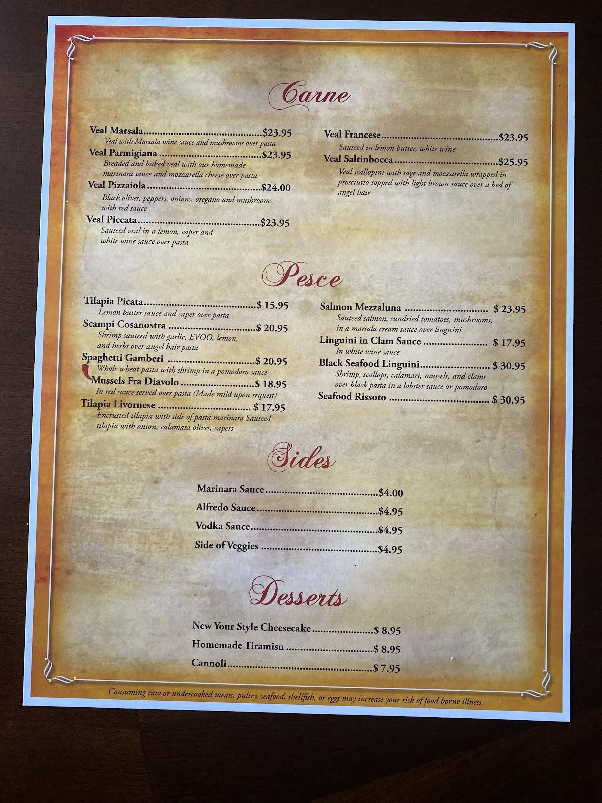 Menu at Fiore's Cafe, Ocala, S Pine Ave