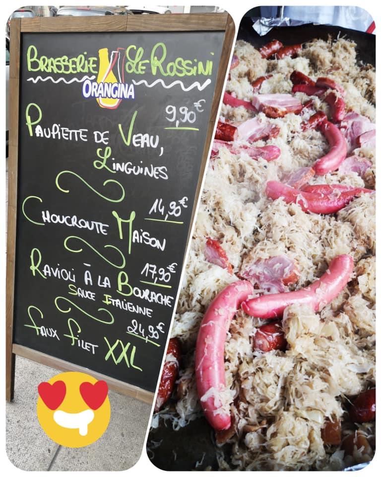Menu at Le Rossini restaurant, Nice