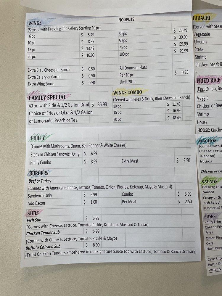 Menu at San Peter Wings restaurant, Ellenwood