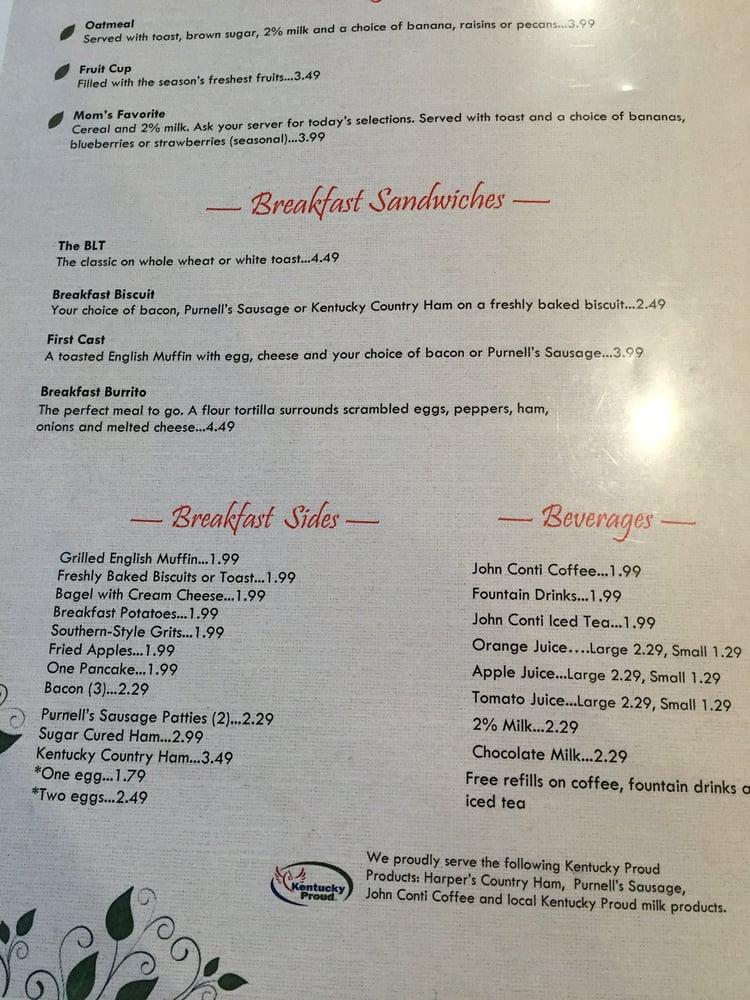 Menu at Tierney's Cavern restaurant, USA
