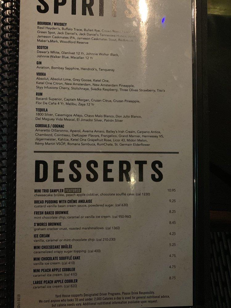 Menu at Yard House pub & bar, Concord