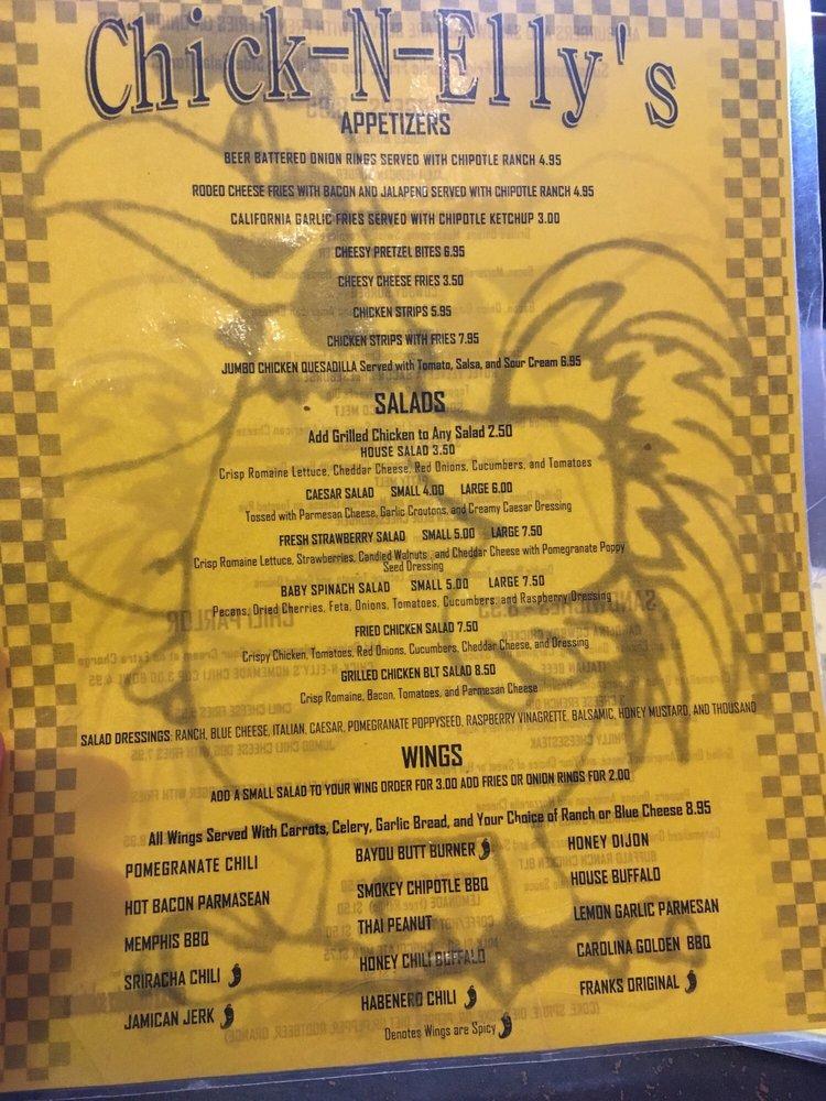 Menu at Chick N Elly's pub & bar, Eureka