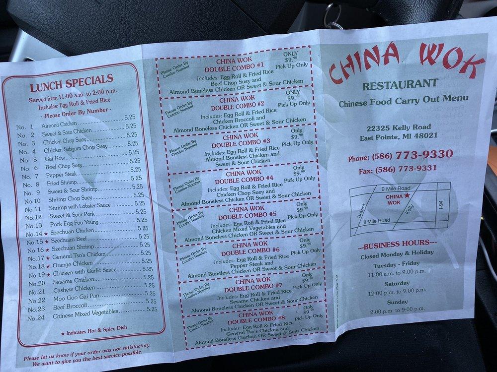 China Wok Restaurant Menu 2022
