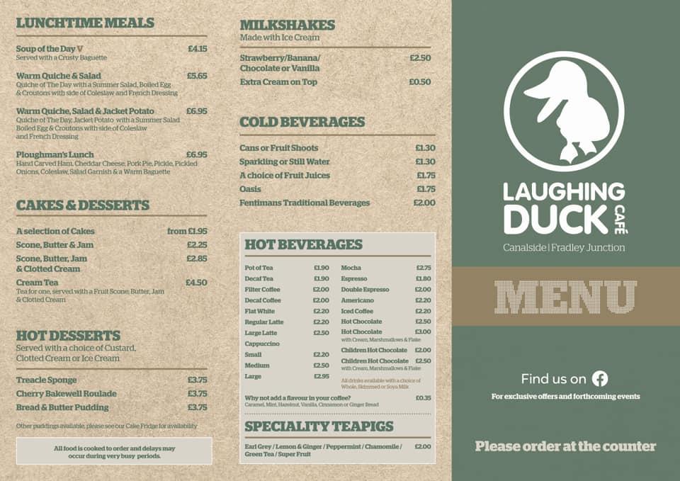 Menu at The Laughing Duck Cafe, Fradley and Streethay