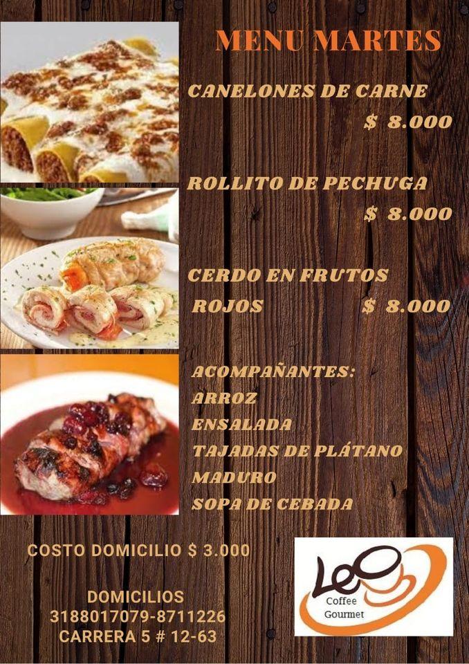 Menu at Leo Cofee Gourmet cafe, Neiva