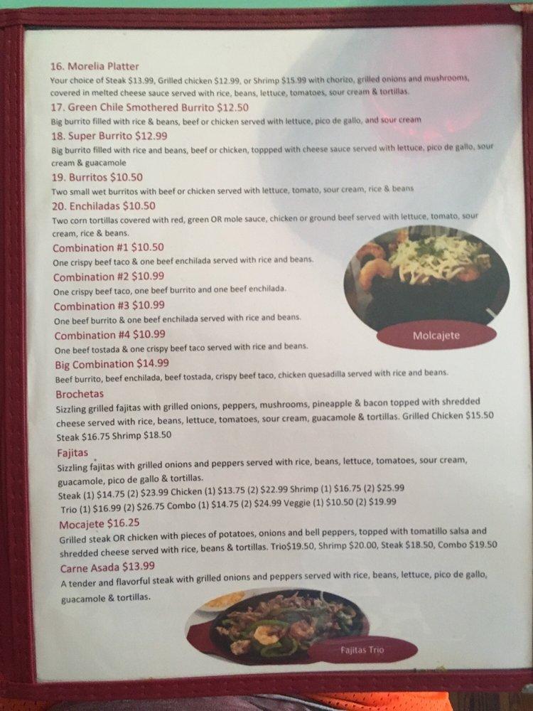 Menu at Los Reyes Mexican Grill restaurant, Clermont