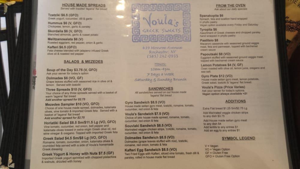 Menu at Voula's Greek Sweets desserts, Rochester