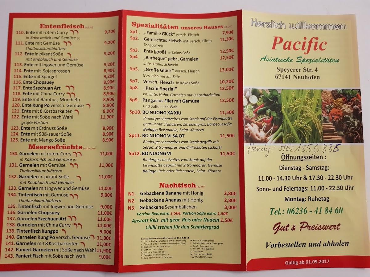 Speisekarte von Restaurant Asia Pacific, Neuhofen