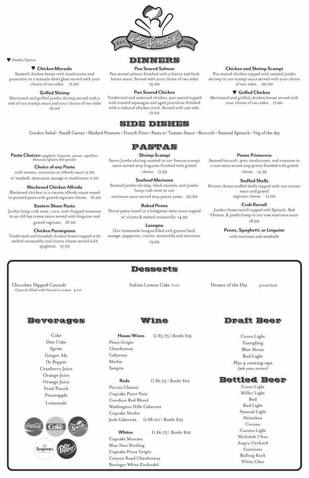 Menu at Desantis Pizza Grill & Bar, Perry Hall